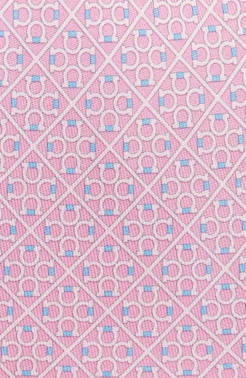 FERRAGAMO Gancini Print Silk Tie - Rosa