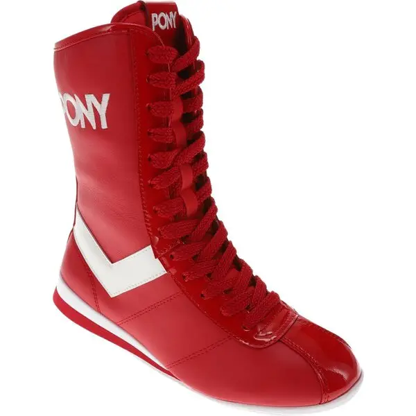 PONY Ko-80 High Patent Sneakers - Red/white