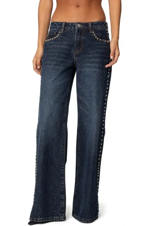 EDIKTED Stassie Studded Baggy Jeans - Blue