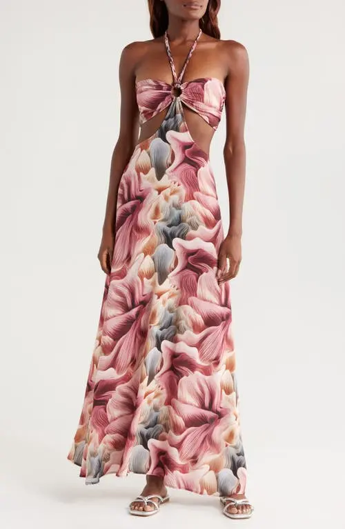 BOAMAR Chamberlain Cutout Halter Maxi Sundress