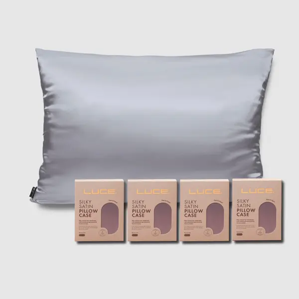 LUCE BEAUTY Silky Satin Pillowcase Bundle - Grey