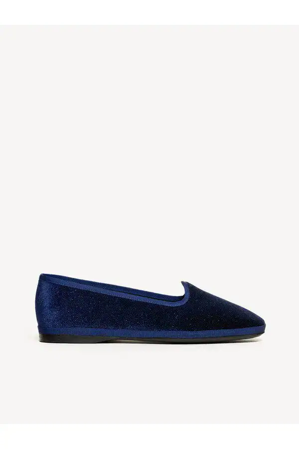 Gemi The Piera Metallic Velvet Slippers In Navy 74% Off - Main Image