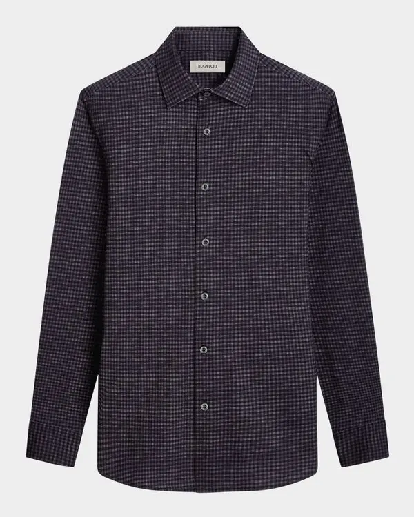 Bugatchi James Ooohcotton Check Sport Shirt - Black