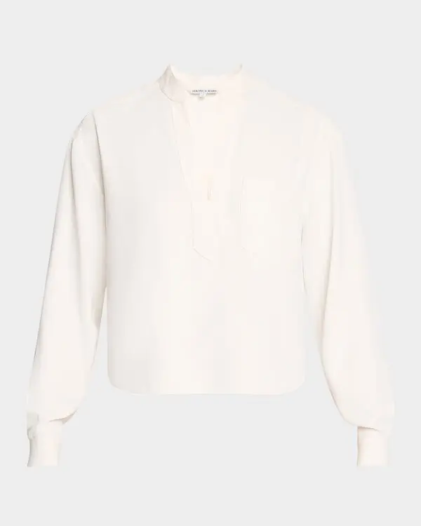 Veronica Beard Dean Collared V-neck Top