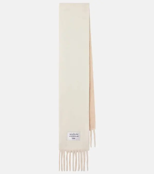 Acne Studios Logo Fringed Alpaca And Wool-blend Scarf