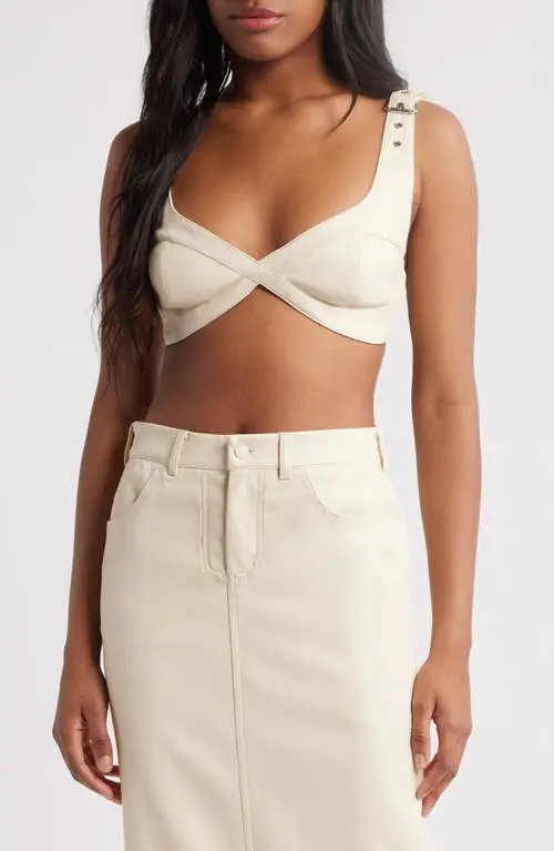 MISTRESS ROCKS Faux Leather Bra Top - Cream