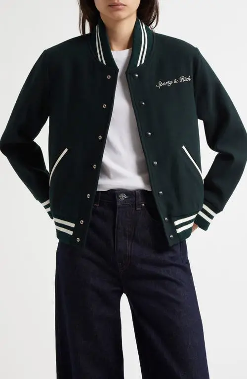 SPORTY & RICH Syracuse Wool-blend Varsity Jacket