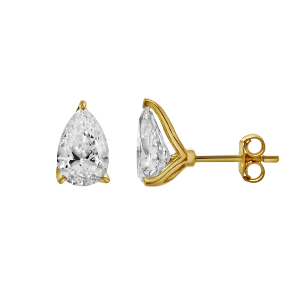 LUVMYJEWELRY Lab Grown Diamond Solitaire Earrings - 14k Yellow Gold
