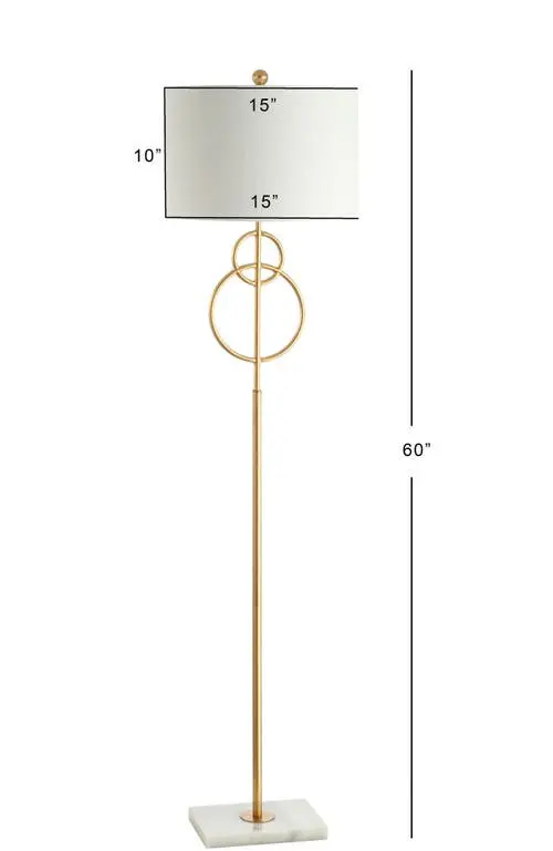 JONATHAN Y Haines Modern Circle Marble/metal Led Floor Lamp
