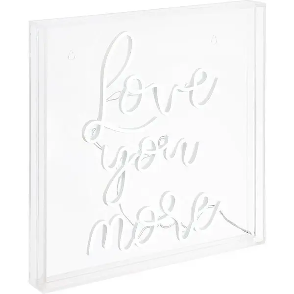 JONATHAN Y Love Square Contemporary Glam Acrylic Box Usb Operated Led Neon Light