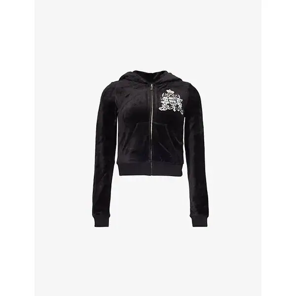 Juicy Couture Zip-Front Velour Hoody In Black 65% Off Editorialist