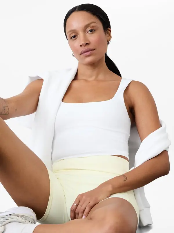 Athleta Transcend Square Neck Crop Sports Bra A-c - Bright White
