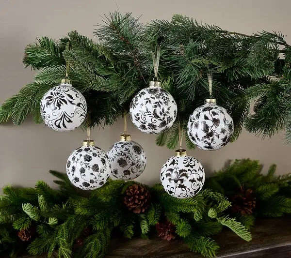 Dennis Basso Hotel Du Cobb Set Of 6 Glass Ornaments W/ Box By