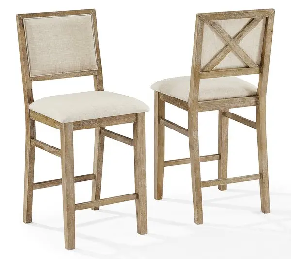 CROSLEY Joanna 2-piece Upholstered Counter Height Bar Stool Set
