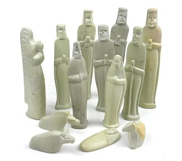 GLOBAL CRAFTS Carved Kenya Soapstone Nativity S Et: 12 Piece