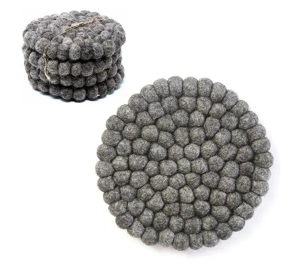GLOBAL CRAFTS Handcrafted Felt Trivet & Coaster Set