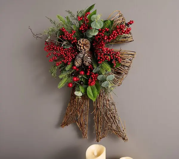 VALERIE PARR HILL As Is Berries And Pine On Grapevine Bow Valerie