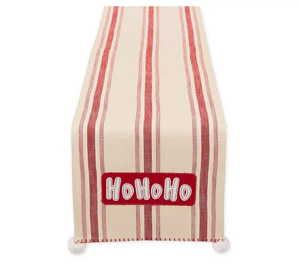 DESIGN IMPORTS Ho Ho Ho Santa Embellished Tab Le Runner
