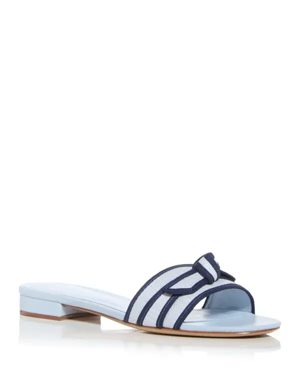 ALEXANDRE BIRMAN Bow Raffia Slide Sandals - Serene Blue