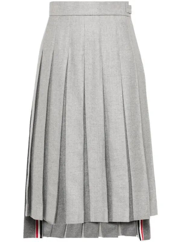 Thom Browne Pleated Midi Skirt - Grey