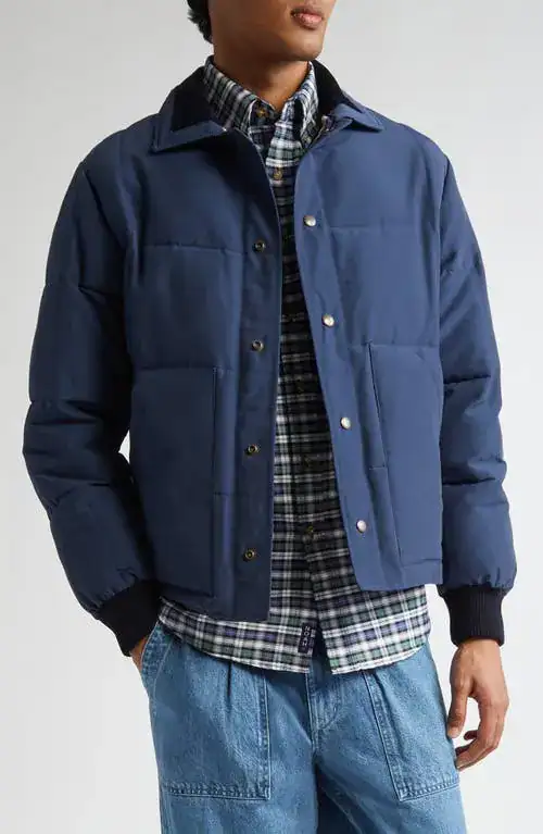 Noah Water Repellent Quilted Puffer Jacket In Navy - 75% Off