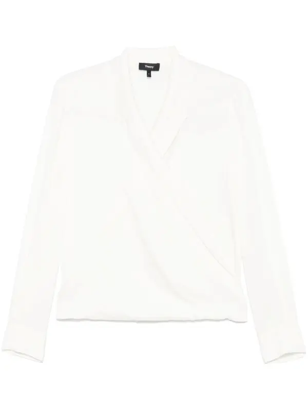 Theory Peak-lapels Wrap Blouse - White