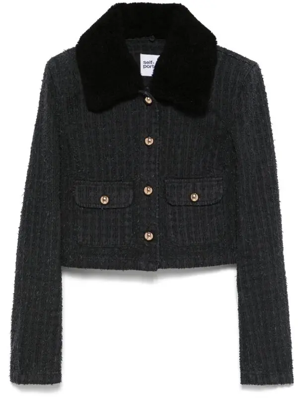 SELF-PORTRAIT Textured Denim Jacket