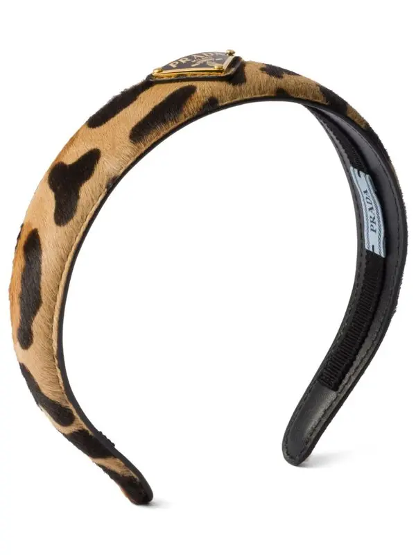 Prada Leopard Print Headband - Brown