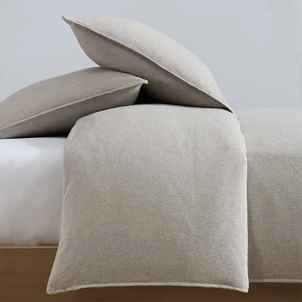 Calvin Klein Melange Flannel 3 Piece Duvet Cover Set, King - Natural