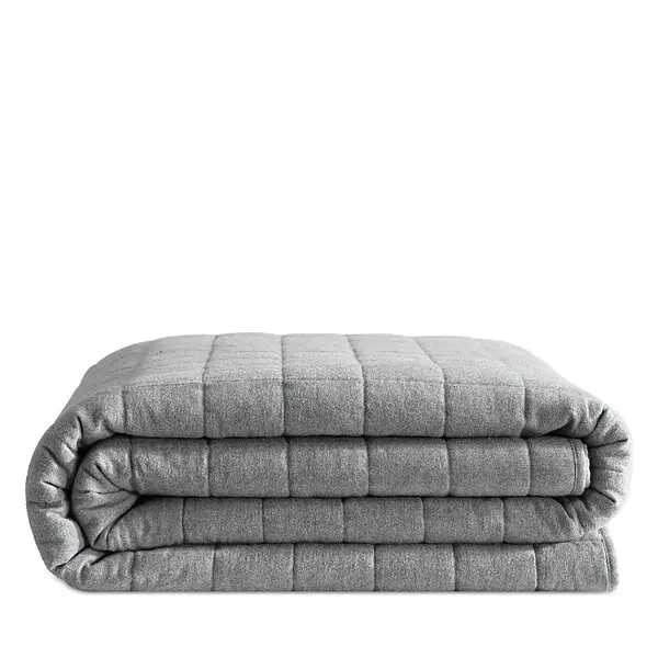 Calvin Klein Melange Flannel Quilt, King - Silver Grey