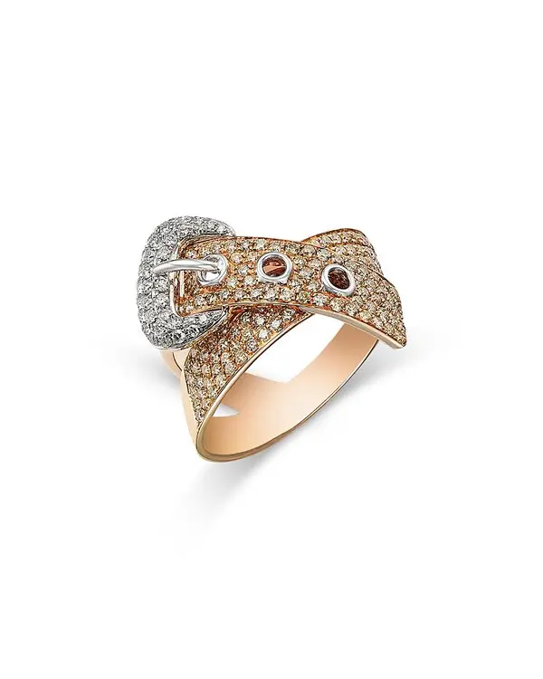 Bloomingdale'S Diamond Buckle Ring In 14k Rose & White Gold