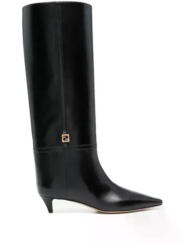 Fendi Ffold Low Heel Boots In Black Editorialist