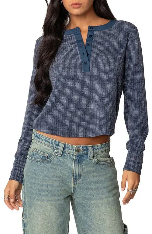 EDIKTED Ruth Waffle Knit Henley