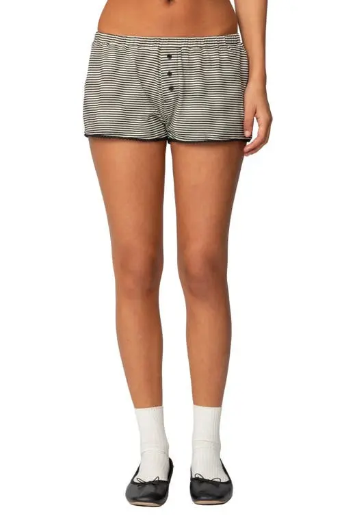 EDIKTED Suzy Stripe Shorts - Black-and-white