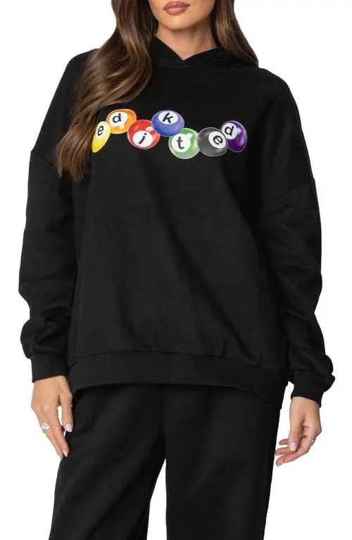 EDIKTED Billiard Logo Oversized Hoodie - Black