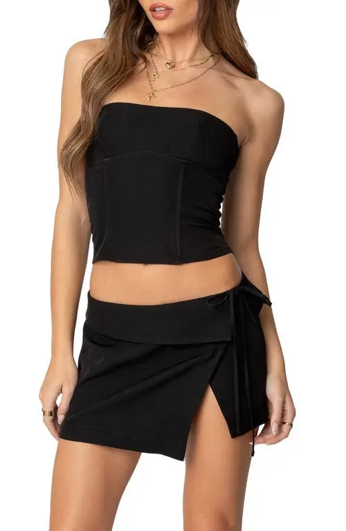 EDIKTED Selena Lace-up Corset Top - Black