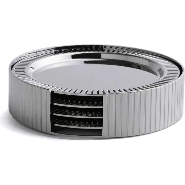 ANNA NEW YORK Striations Coasters With Holder - Silver