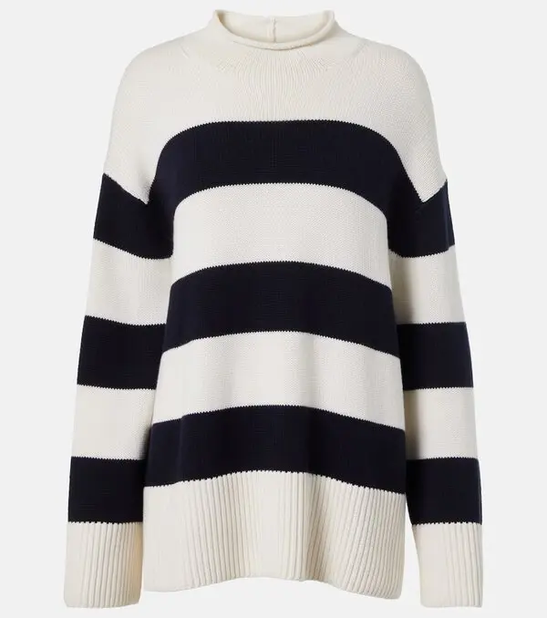 Vince Striped Wool-cotton Sweater - White