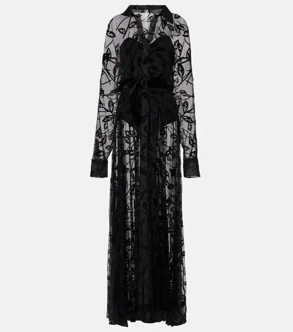 Norma Kamali Sheer Floral Maxi Dress