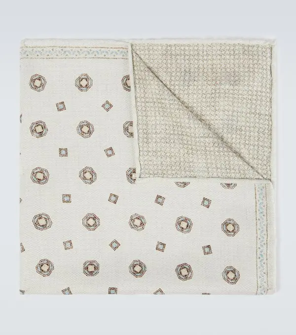 Brunello Cucinelli Silk Pocket Square - White