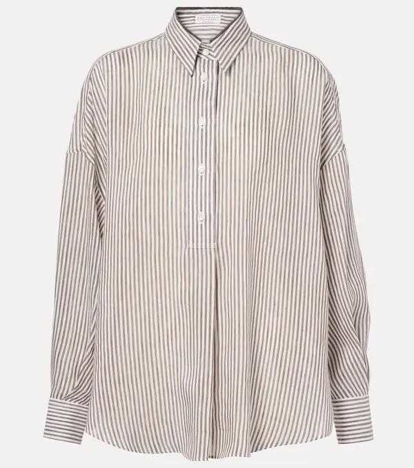Brunello Cucinelli Striped Linen And Silk Shirt