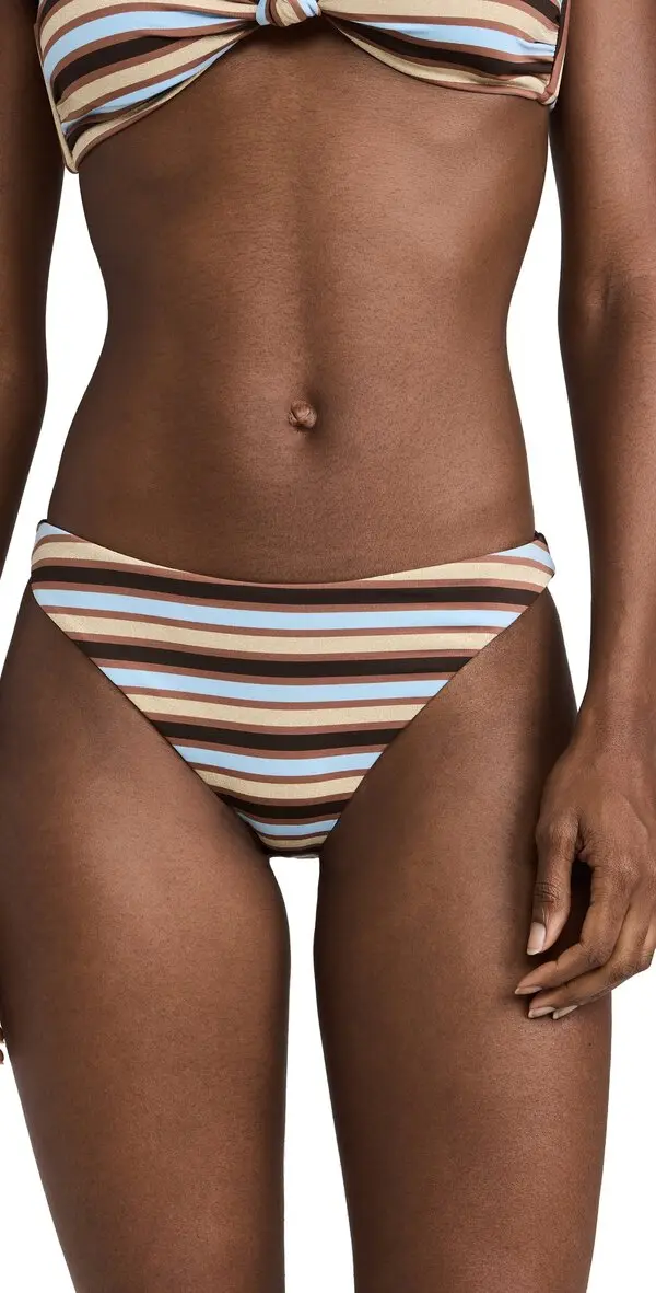 Ramy Brook Striped Isla Bikini Bottoms - Beach Brown Stripe