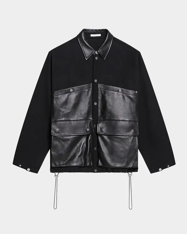 Helmut Lang Cotton And Leather Hunting Jacket - Blk