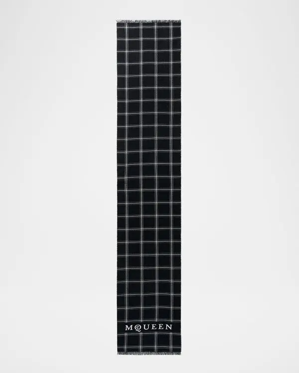 Alexander McQueen Wool Logo Check Scarf