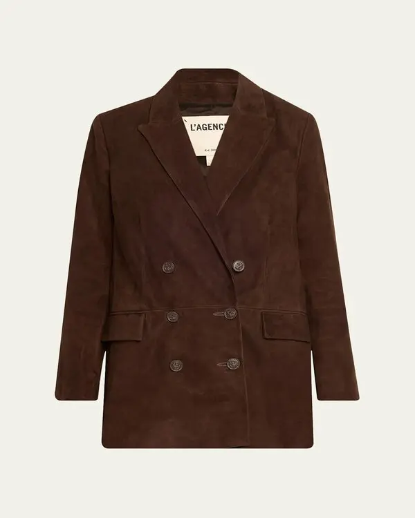 L'Agence Aimee Relaxed Double-breasted Blazer - Coffee Bean
