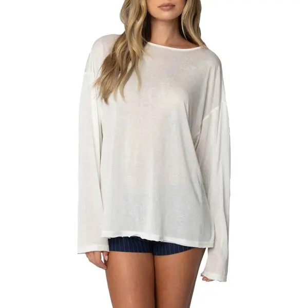 EDIKTED Oversized Semi-sheer Top