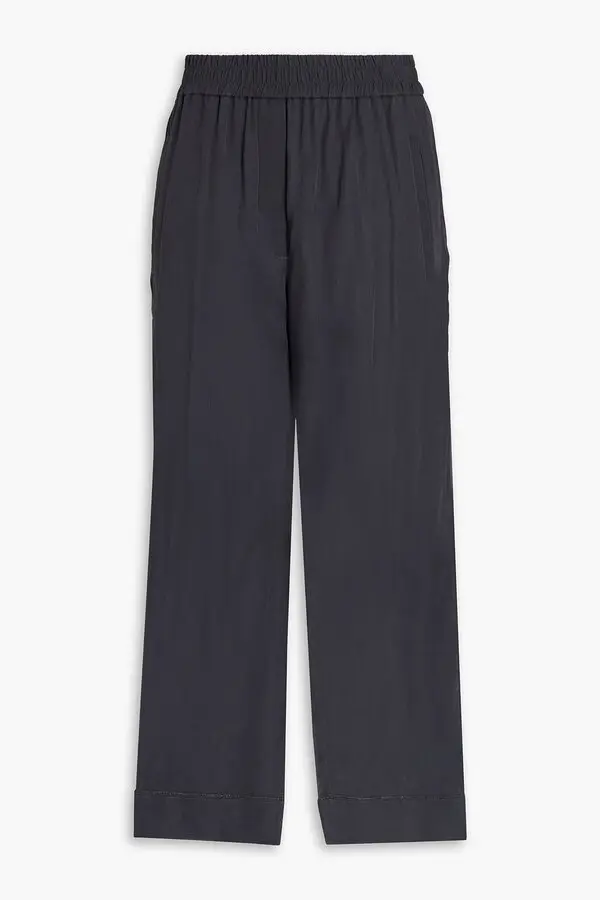 Brunello Cucinelli Cropped Embellished Cotton Track Pants