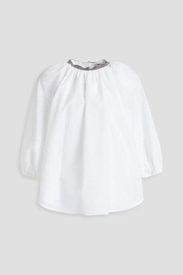 Brunello Cucinelli Bead-embellished Broderie Anglaise Top
