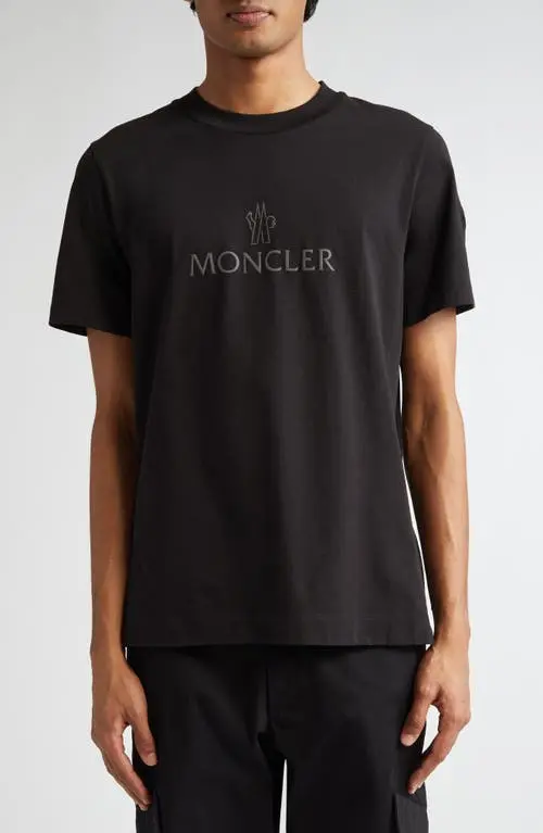 Moncler Logo Embellished T-shirt - Black