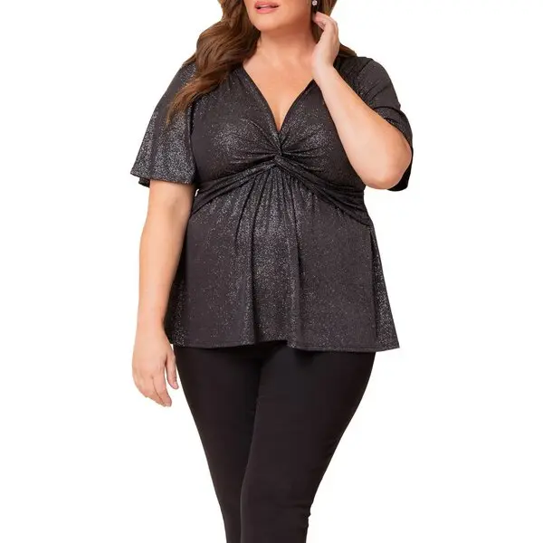 KIYONNA Galaxy Glitter Twist Top